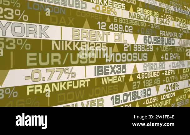 stock market index and real rates with a golden shade - animation Stock ...