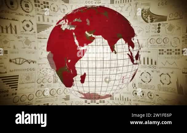 Pandemic of infection. Global earth with red dots of infection. Medical ...