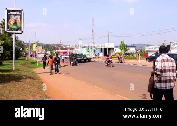 Road traffic in the Kicukiro district of Kigali, the capital of Rwanda ...