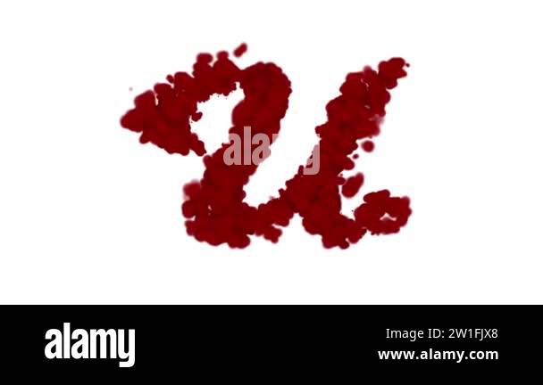 Blood alphabet concept, letter u appears in center and fades away with ...
