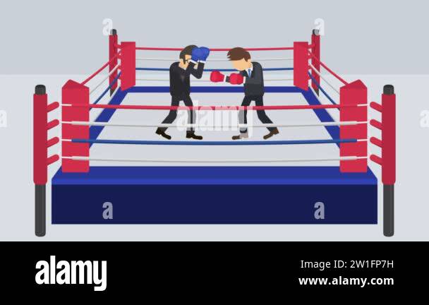 Fighting each other in boxing ring. Businessman battle wearing boxing ...