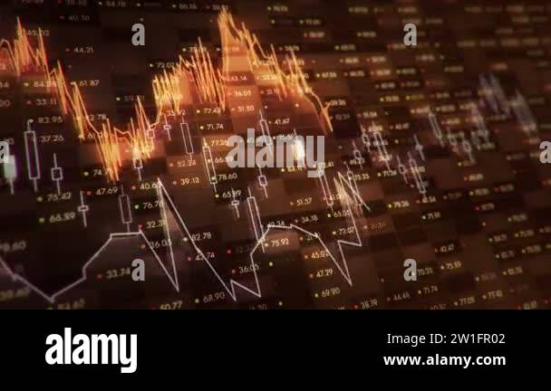 Abstract background with animation of growing charts and flowing ...