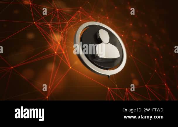 3d animation footage of person icon with rotating circle on technology ...