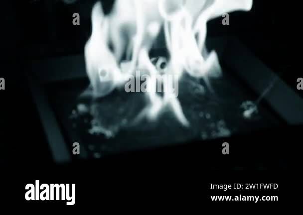 Burning fire flame close up. Biofireplace burn on ethanol gas Stock ...