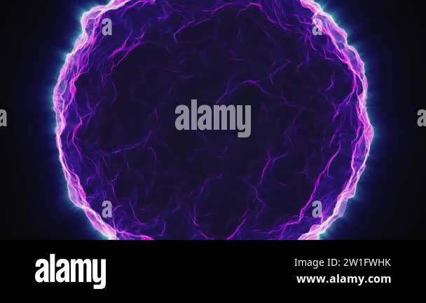 Seamlessly looping animated violet glowing energy sphere and flickering ...