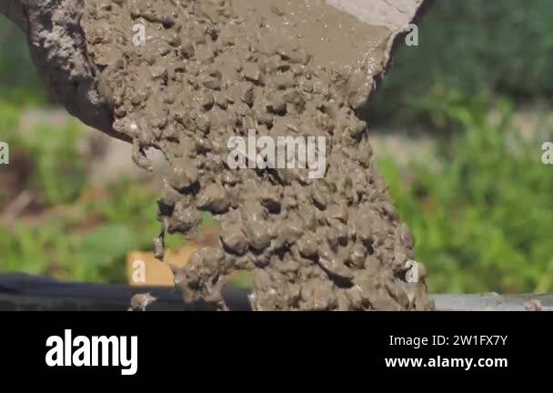 Cement, Liquid Concrete Pouring in Site Building Construction. Industry ...