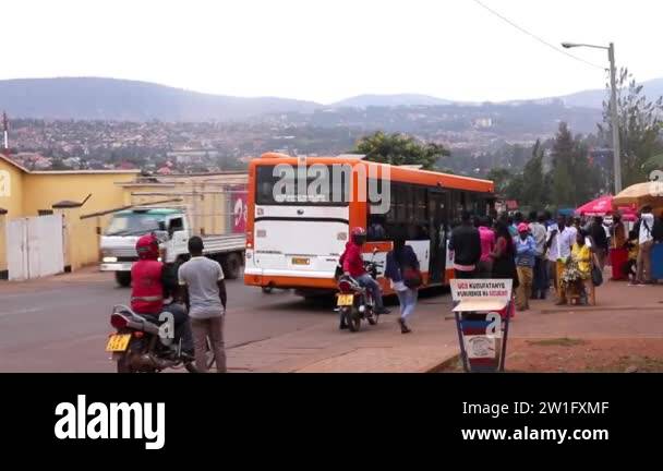 Road traffic in the Kicukiro district of Kigali, the capital of Rwanda ...
