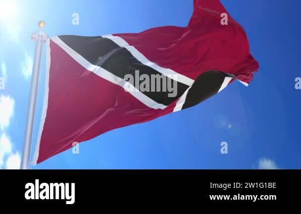 Trinidad and Tobago animated flag in the wind with blue sky in the ...