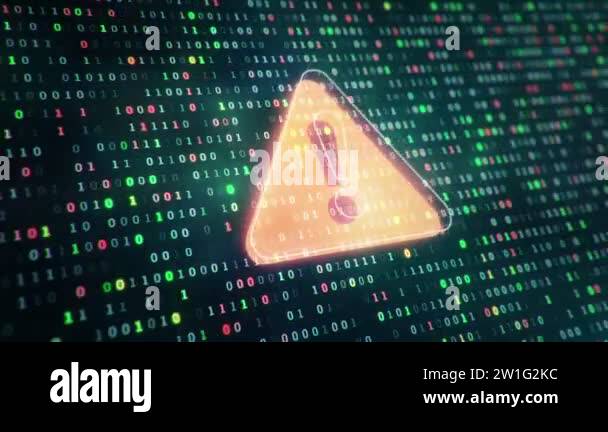 Technological background with triangle exclamation mark icon on ...