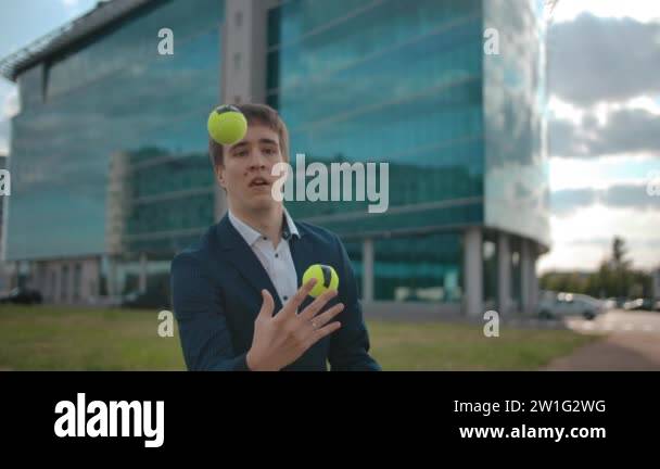 Crash of juggling. Businessmans Process Control Error. Concept for ...