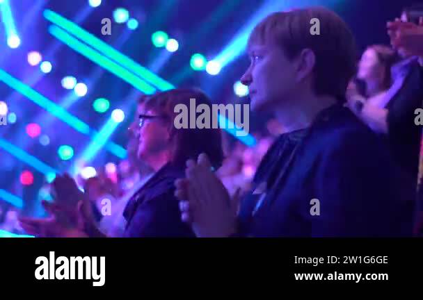 People viewers in a TV studio while recording a TV show Stock Video ...