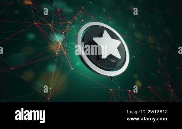 3d animation footage of star icon with rotating circle on technology ...