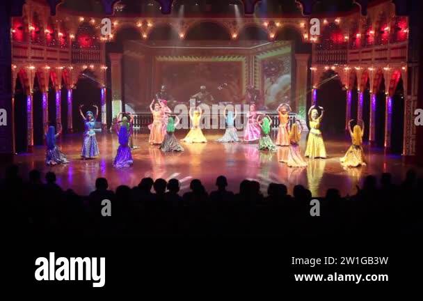 Indian women dancers are dancing the dance on stage. India. Agra Stock ...