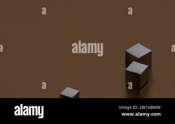 3D animation of an impossible triangle of silver cubes on a bronze ...