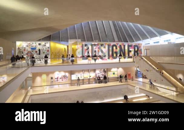 London, Britain-September, 2019: Inside modern Museum of design and art ...