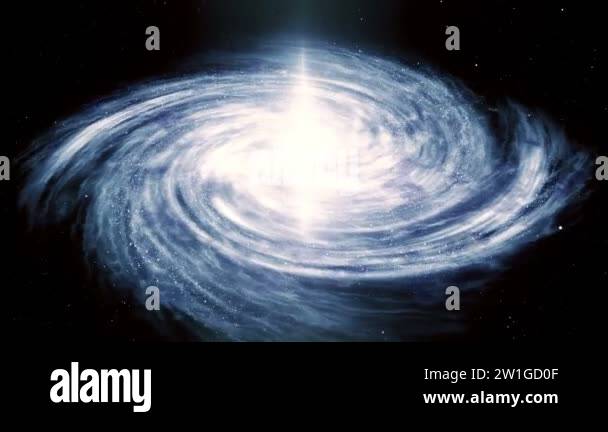 seamless loop of spiral milky way galaxy rotation in space filled with stars and nebulae bright ...