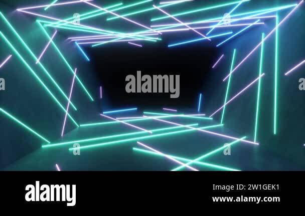 Abstract seamless looped 3d animation of neon, fluorescent ultraviolet ...