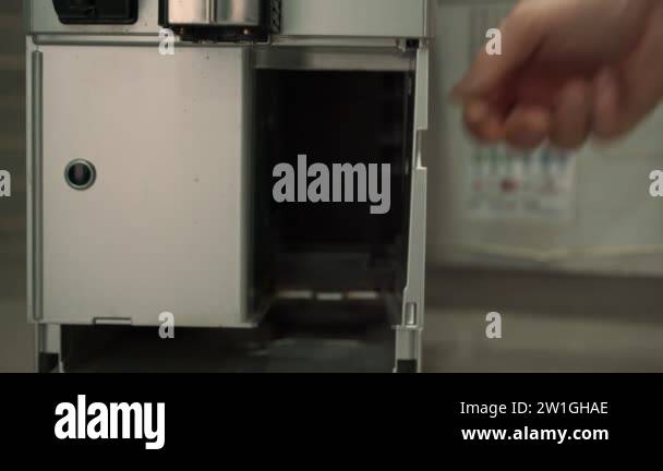 man installs coffee maker block and removable drip tray Stock Video ...