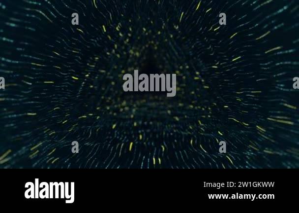 Abstract technology background with animation of flying into tunnel ...