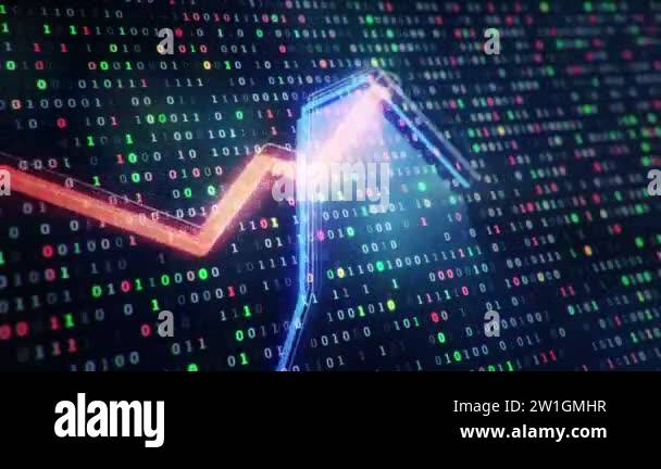 Abstract background with animation of growing charts and flowing ...