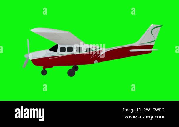 Animated propeller airplane. Old white plane. Realistic physics ...