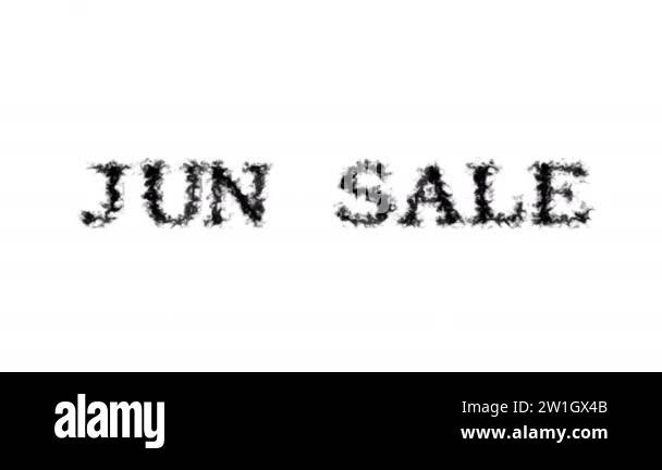 Jun Sale smoke text effect white isolated background. animated text ...
