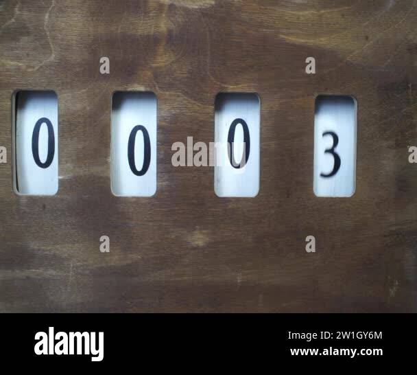 mechanical counter shows numbers in increasing order with rotary dials ...