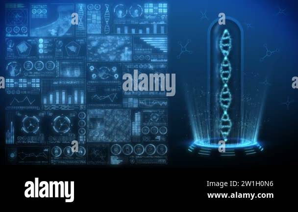DNA helix molecule loop animation. DNA chromosome concept. Hologram ...
