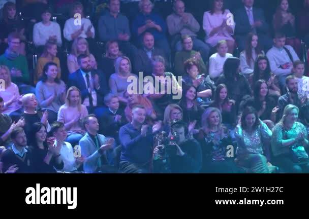 People viewers in a TV studio while recording a TV show Stock Video ...