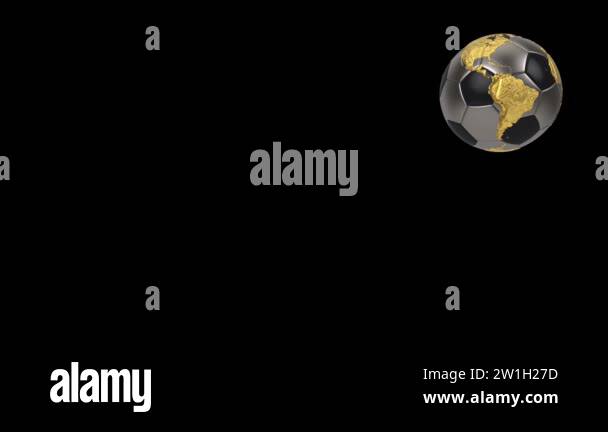 Realistic soccer ball isolated on black screen. 3d seamless looping ...