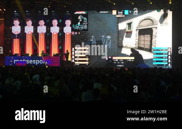 MOSCOW - 23th DECEMBER 2019: esports event. Big crowd on a stadium. Big ...