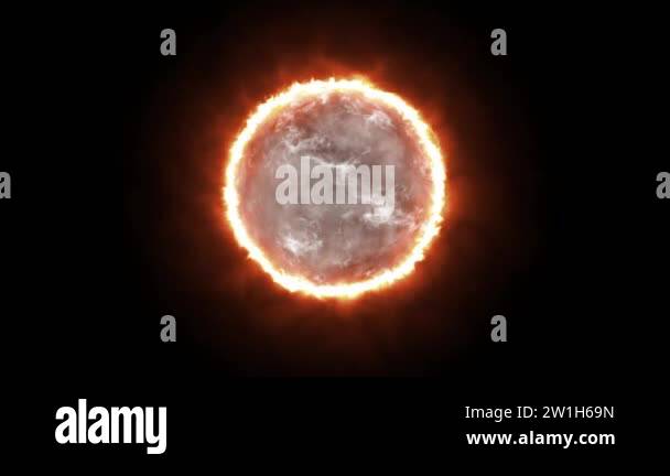 A solar flare of the Sun with a black background footage animation ...