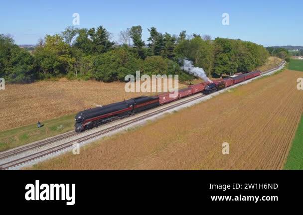 Strasburg, Pennsylvania, October 2019 - Aerial View of a Antique Steam ...