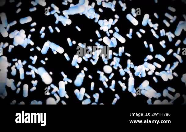 Flying many medical capsules on black background. Medicine and ...