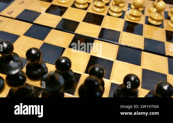 Board game of chess. Chess board with spaced pieces. Competitions and ...
