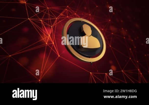 3d animation footage of person icon with rotating circle on technology ...