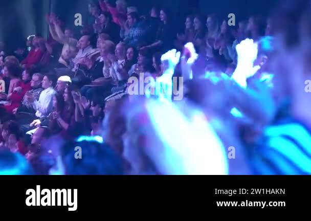 People viewers in a TV studio while recording a TV show Stock Video ...