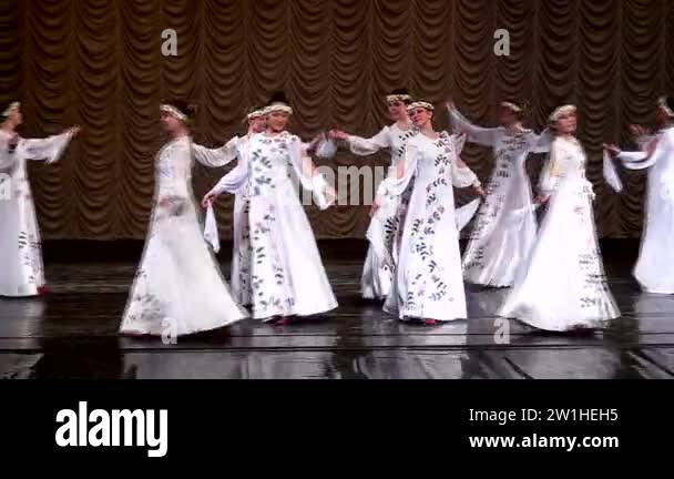 Folk dances, choreography, performances of dance groups in concertgoer ...