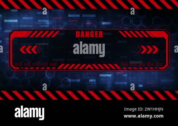 Danger message with copy space. Hexagon geometric design and binary ...