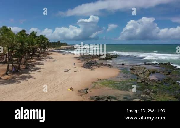 Coastal beach view, Salvador, Bahia, Brazil. Blue seascape scene ...