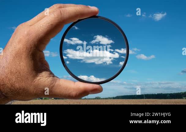 Visual effect of the polarizing filter on the example of a summer rural ...