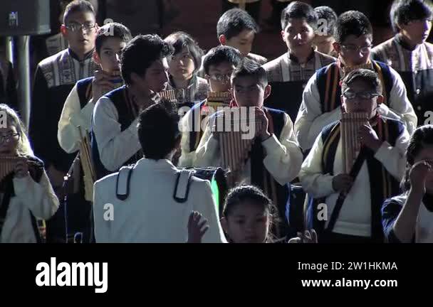 La Paz / Bolivia - 09 09 2019: Group of Teenagers Playing Andean ...