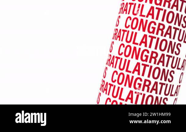 CONGRATULATIONS red color 3D text cylinder kinetic looping motion ...