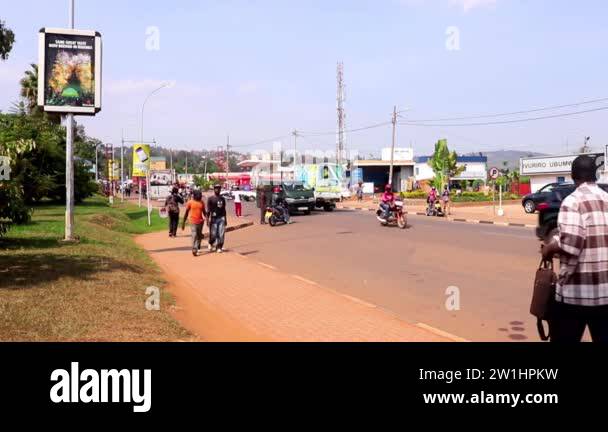 Road traffic in the Kicukiro district of Kigali, the capital of Rwanda ...