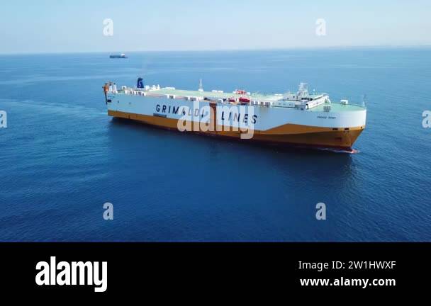 Haifa, Israel - July 22, 2020: Grimaldi Lines RoRo Roll on-Off vessel ...