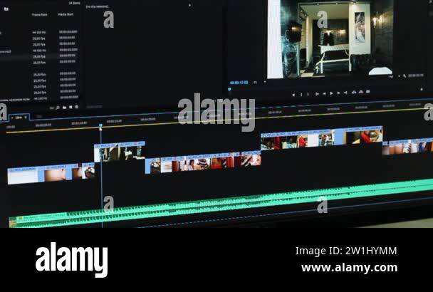 Video editing on a computer. Monitor the computer and capture the work of the program for video ...