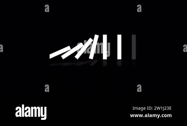 Falling dominoes animation. 4k black and white simple motion screen ...