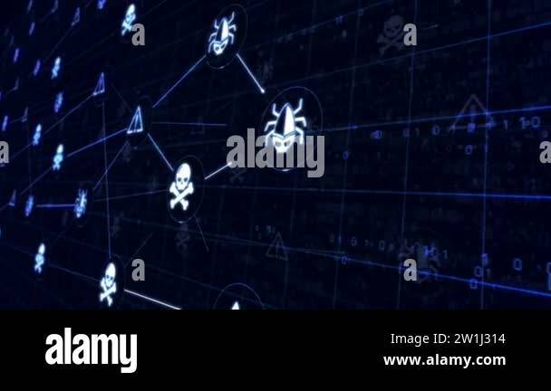 Modern concept of cyber crime, attack, hacking, security alert, theft, virus and computer ...