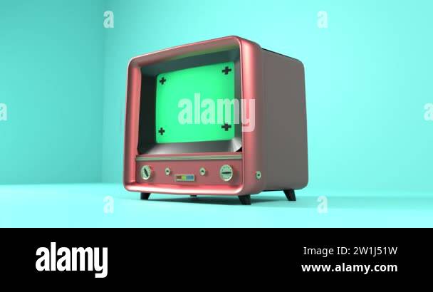 Vintage TV Television Green Screen. green screen of an old television ...