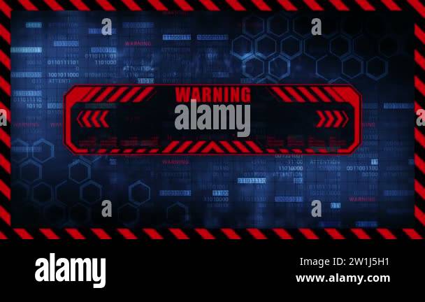 Warning message with copy space. Hexagon geometric design and binary numbers background. Digital ...